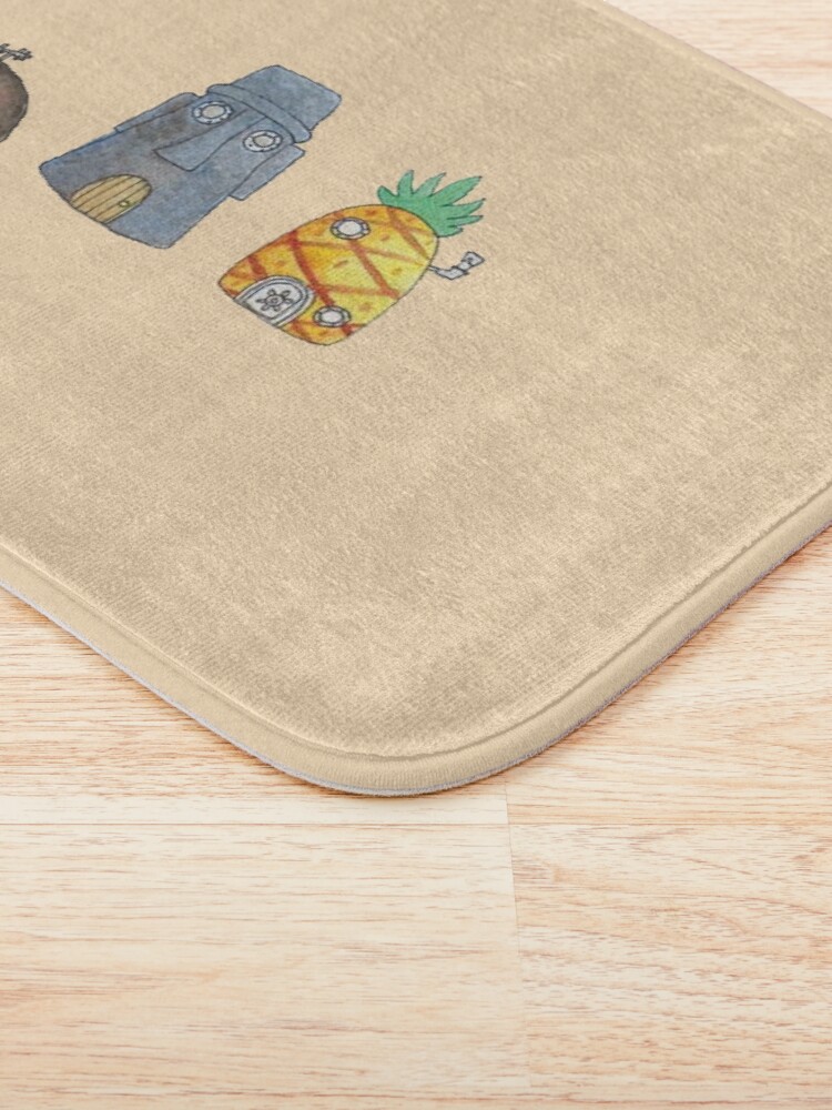 "Spongebob, Patrick, and Squidward Houses Set" Bath Mat for Sale by ...