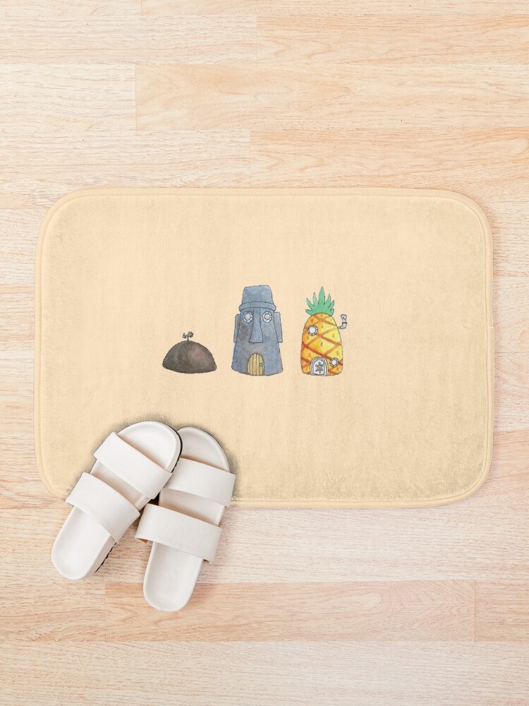 "Spongebob, Patrick, and Squidward Houses Set" Bath Mat for Sale by ...