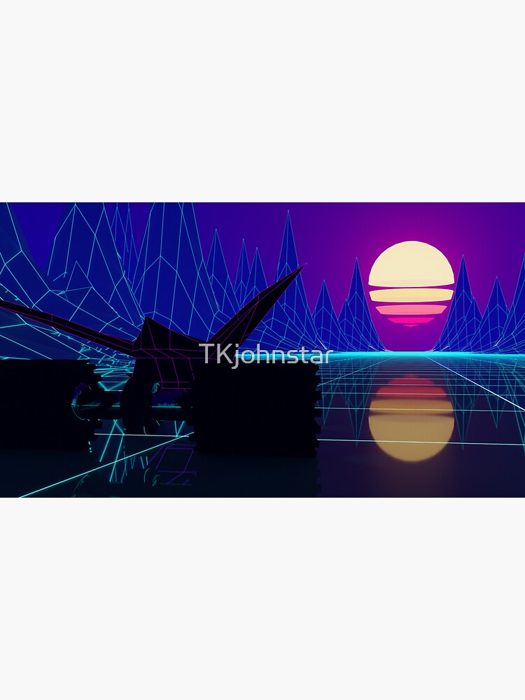 "Retro Synthwave (With Car)" Sticker by TKjohnstar | Redbubble