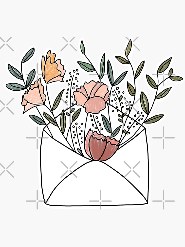 "Flowers in the Mail" Sticker for Sale by sophiaachungg | Redbubble