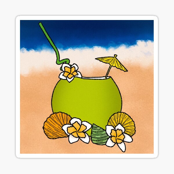 "Tropical Coconut" Sticker for Sale by crizzysketch | Redbubble