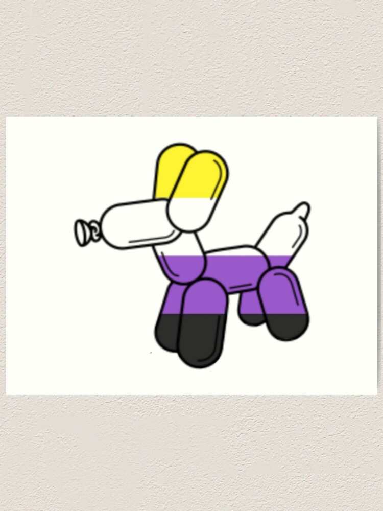 "Non-Binary Pride Dog Balloon Art" Art Print for Sale by kumohxntai ...