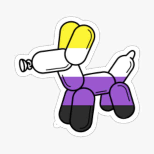 "Non-Binary Pride Dog Balloon Art" Sticker for Sale by kumohxntai ...