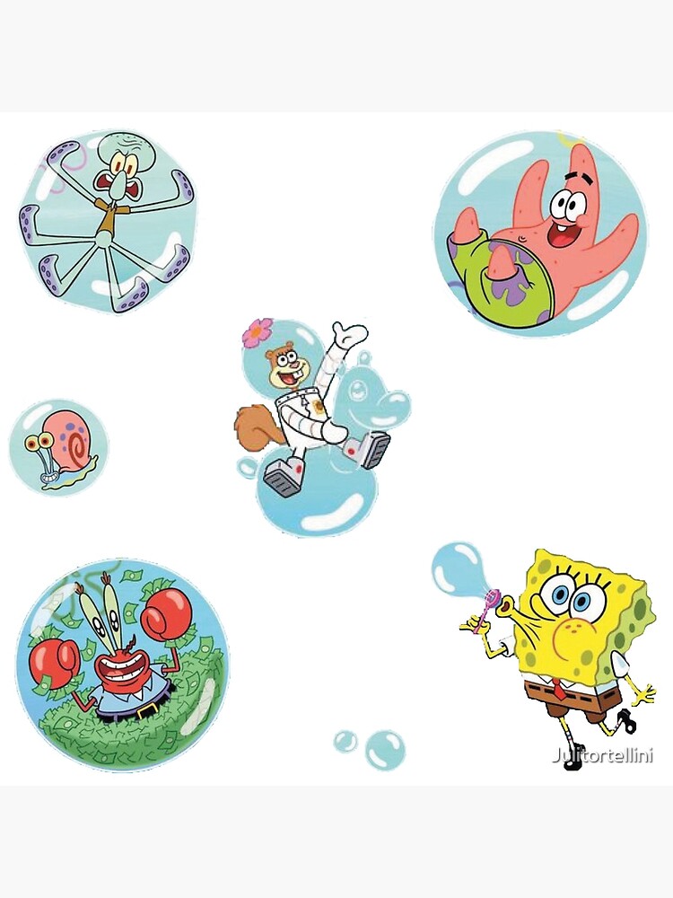 "Spongebob and Friends in Bubbles Set of 7" Metal Print by ...
