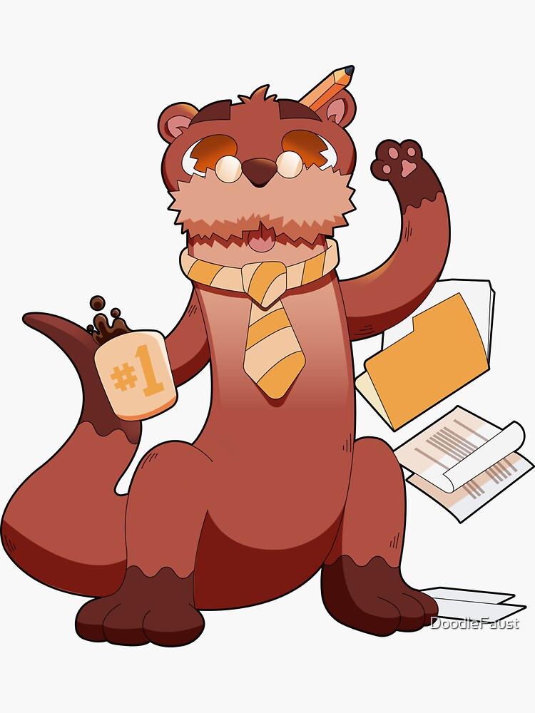 "Ottis the Office Reporter Otter" Sticker by DoodleFaust | Redbubble