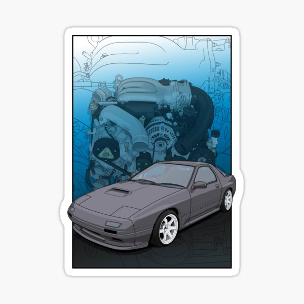 "RX-7 FC3s x 13b engine" Sticker by ArtyMotive | Redbubble