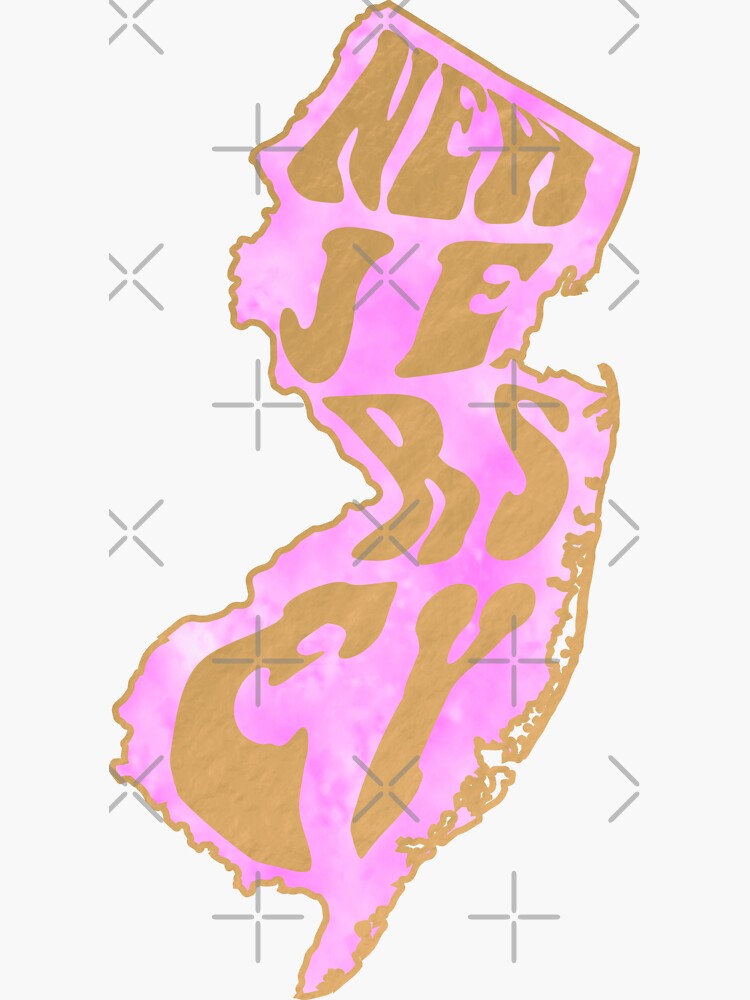 "Tie Dye Watercolor Pink New Jersey State" Sticker for Sale by ...