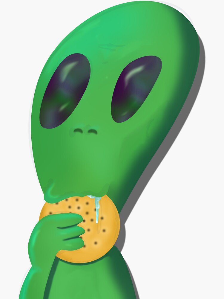 "Mini Cheddar Alien" Sticker for Sale by FunkyArtWorld | Redbubble