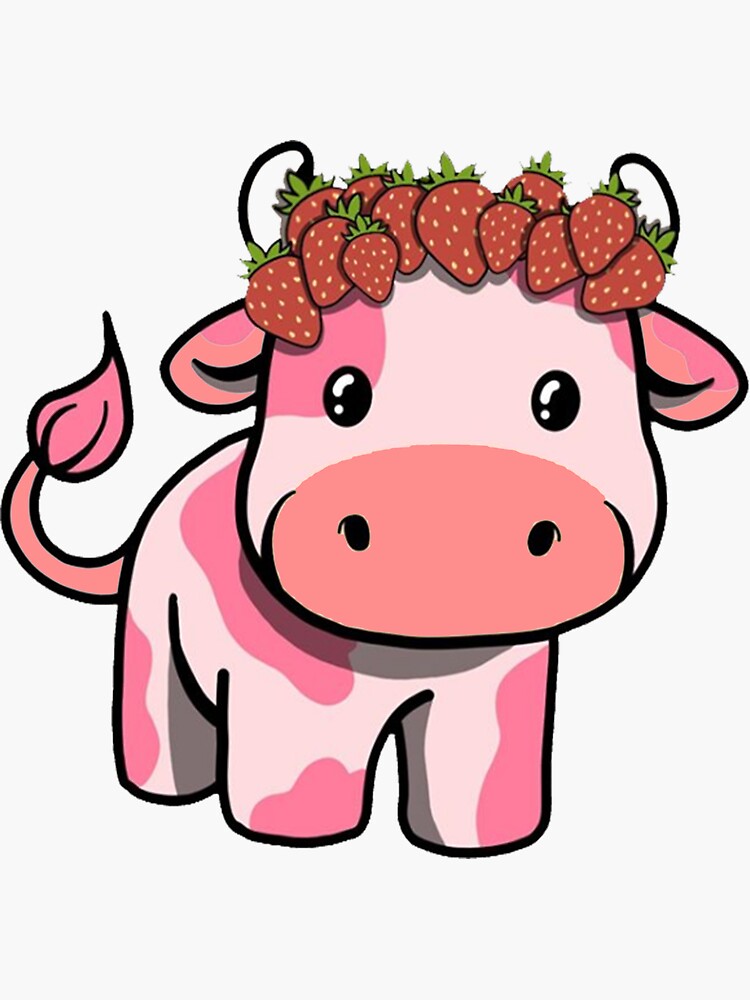 "Strawberry Cow sticker" Sticker by ZEVENZERO | Redbubble
