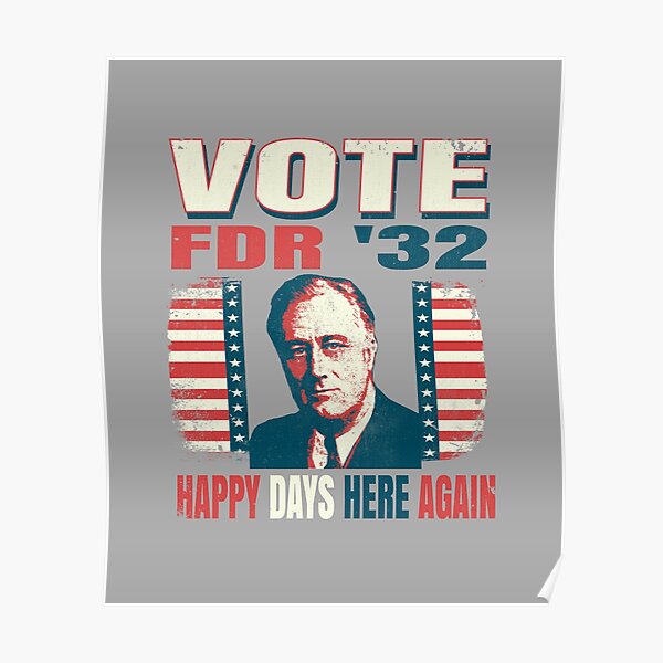 "Vintage Style Franklin "FDR" Roosevelt 1932 Election Campaign Voting ...