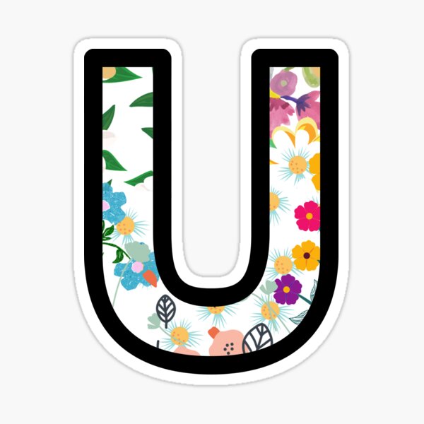 "floral letter U" Sticker by gsunilreddy | Redbubble