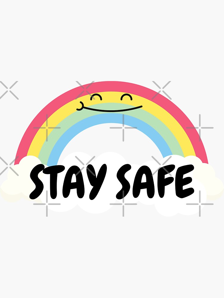 "Stay safe Rainbow" Sticker for Sale by Pugamall | Redbubble