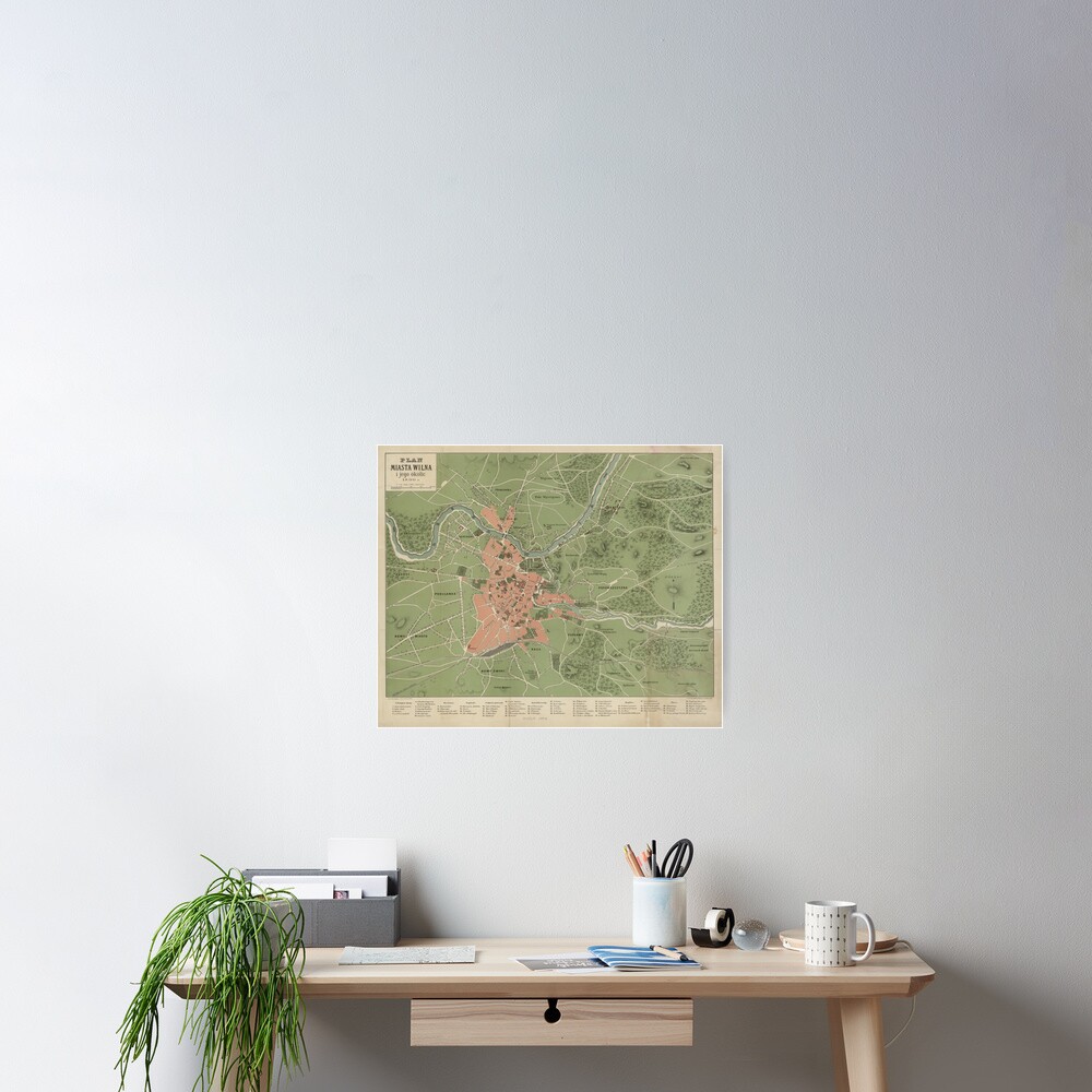 "Vintage Map of Vilnius Lithuania (1890)" Poster for Sale by ...