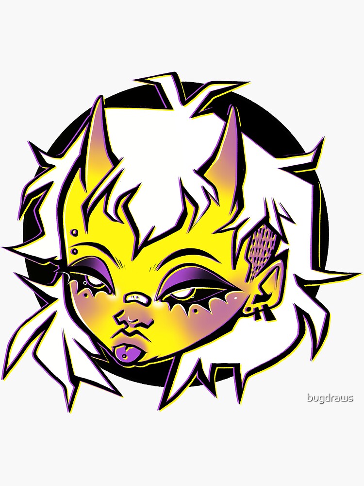"NON-BINARY DEMØN " Sticker for Sale by bugdraws | Redbubble