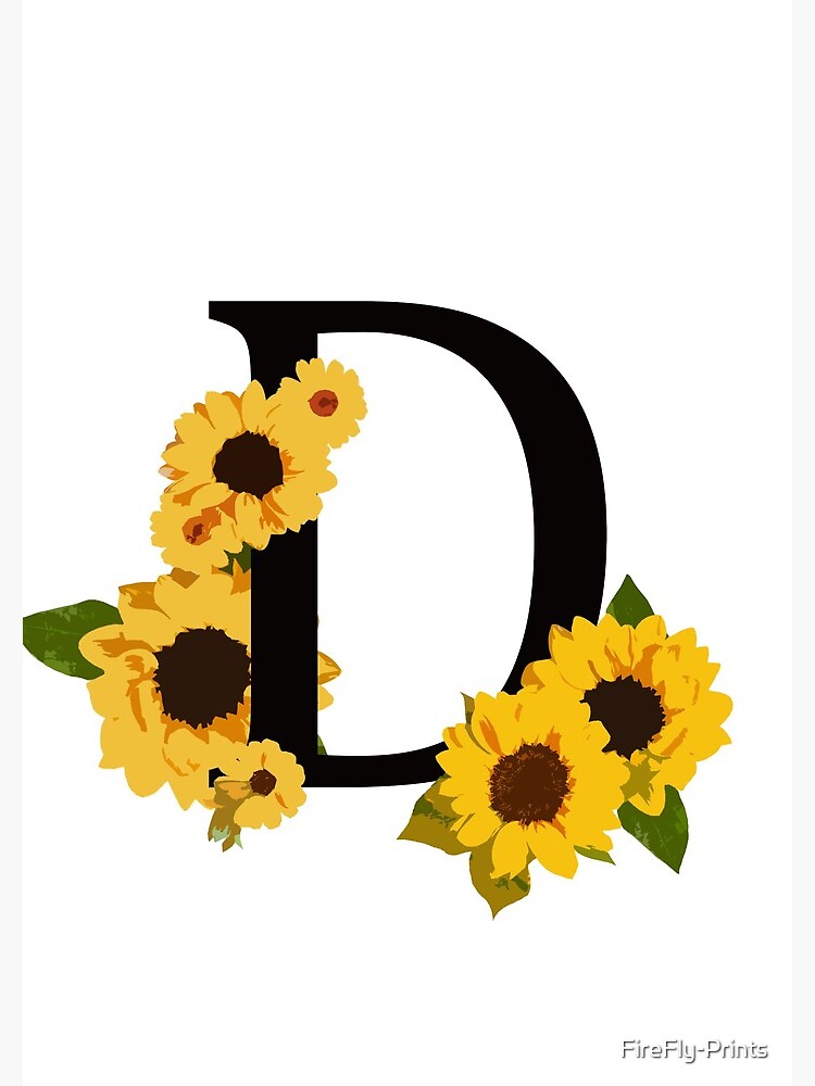 "Pretty Sunflower D Typography Letter Art Print " Spiral Notebook for ...