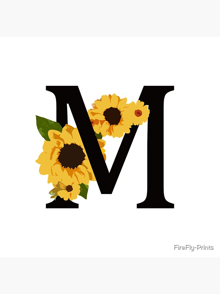 "Pretty Sunflower M Typography Letter Art Print " Sticker for Sale by ...