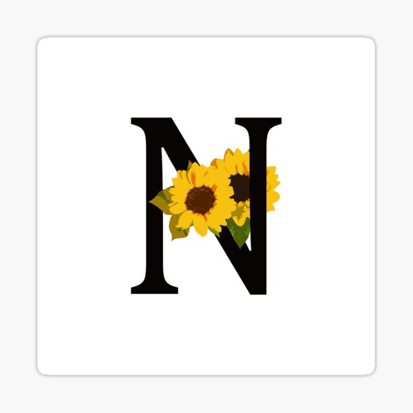 "Pretty Sunflower N Typography Letter Art Print " Sticker by FireFly ...