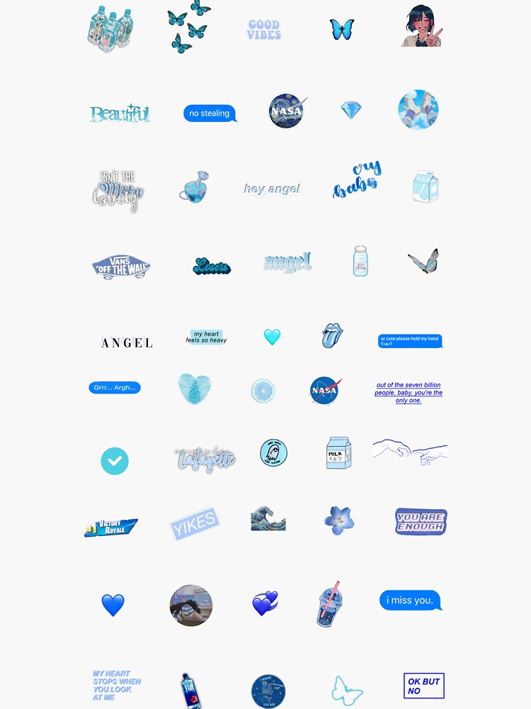 "Blue Aesthetic Laptop Sticker Pack Of 50 " Sticker for Sale by rojx2 ...