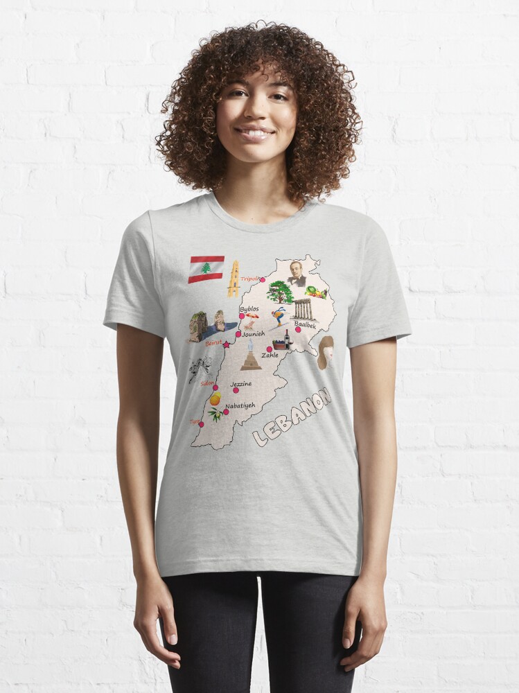 "Lebanon map, major cities names flag Lebanese national symbols and ...
