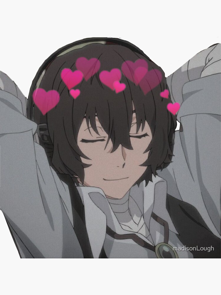 "Dazai with hearts " Sticker for Sale by madisonLough | Redbubble