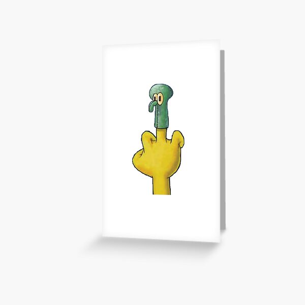 "Spongebob With a Squidward Middle Finger Puppet" Greeting Card for ...