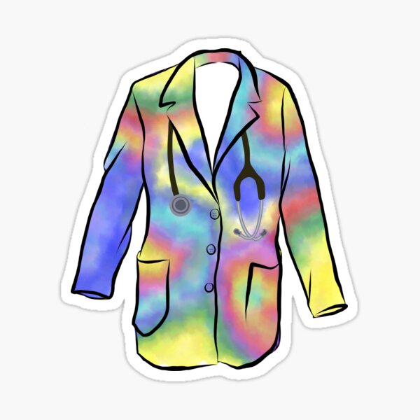 "Rainbow Tie Dye White Coat " Sticker for Sale by madebymarni | Redbubble