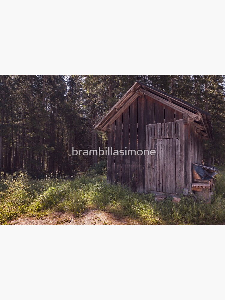 "Wooden hut hidden in the forest" Sticker for Sale by brambillasimone ...