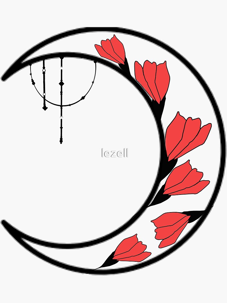 "Red Poppy Moon" Sticker for Sale by lezell | Redbubble
