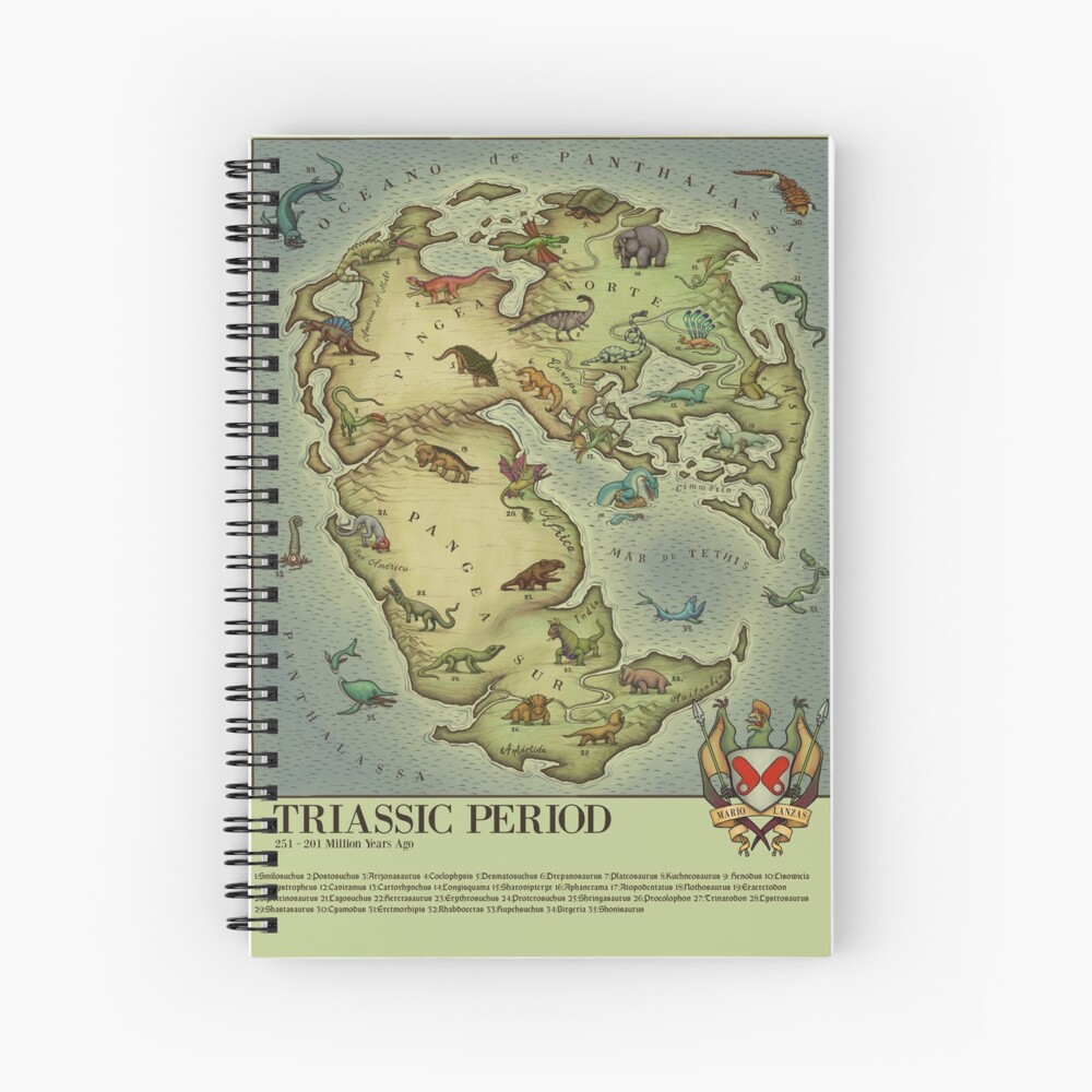 "TRIASSIC period map (vintage syle) Medieval Bestiary. Pangea Map ...