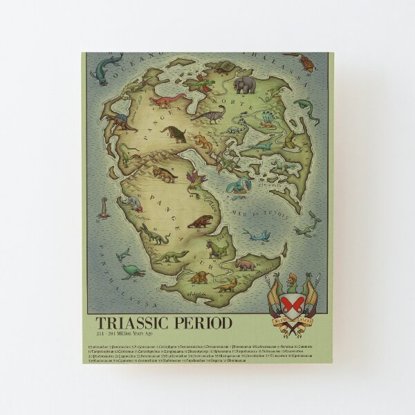 "TRIASSIC period map (vintage syle) Medieval Bestiary. Pangea Map ...