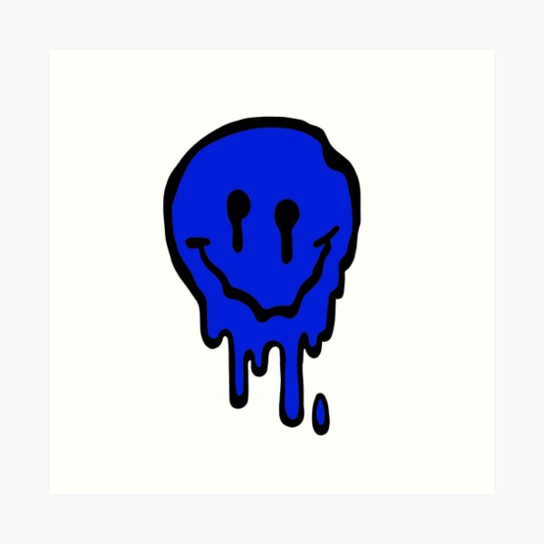 "Blue Drippy Smiley Face" Art Print by areejzaidi | Redbubble