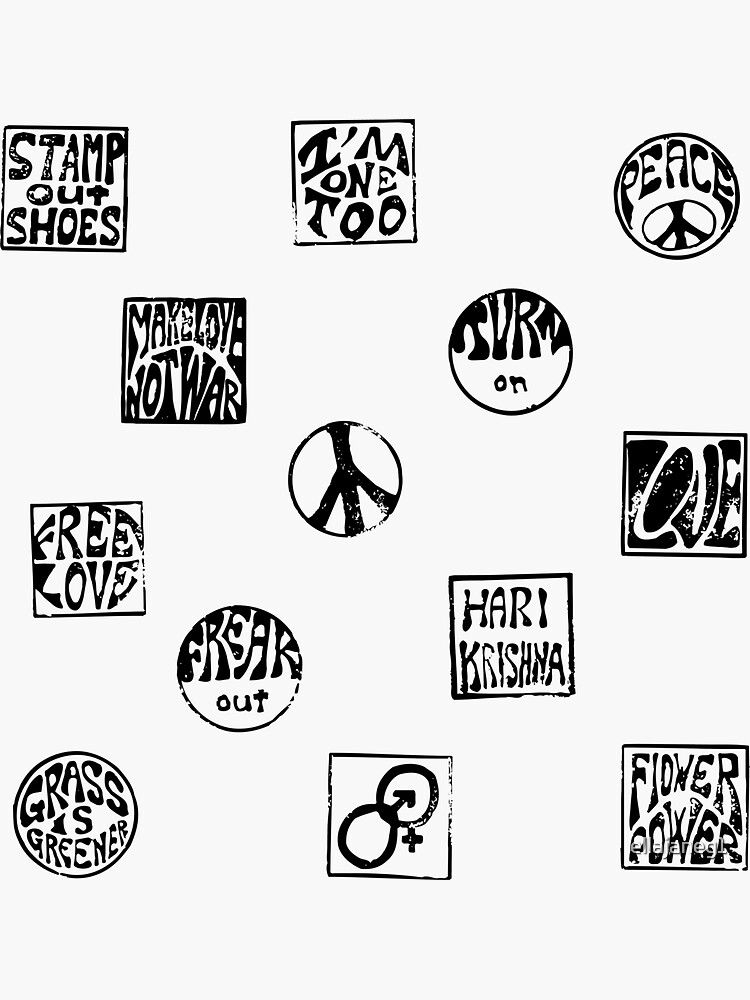 "hippie stamp pack" Sticker by ellajaneg1 | Redbubble