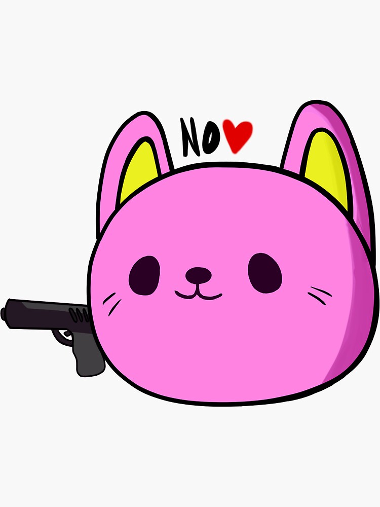 "Pink cat with gun" Sticker for Sale by Frenzynoir2 | Redbubble
