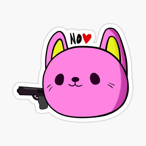 "Pink cat with gun" Sticker for Sale by Frenzynoir2 | Redbubble