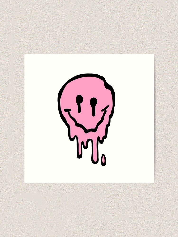 "Pink Drippy Smiley Face" Art Print for Sale by areejzaidi | Redbubble