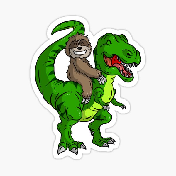 "Gift for Sloth Lovers T-Rex Sloth Riding Dinosaur" Sticker by Anumber1 ...