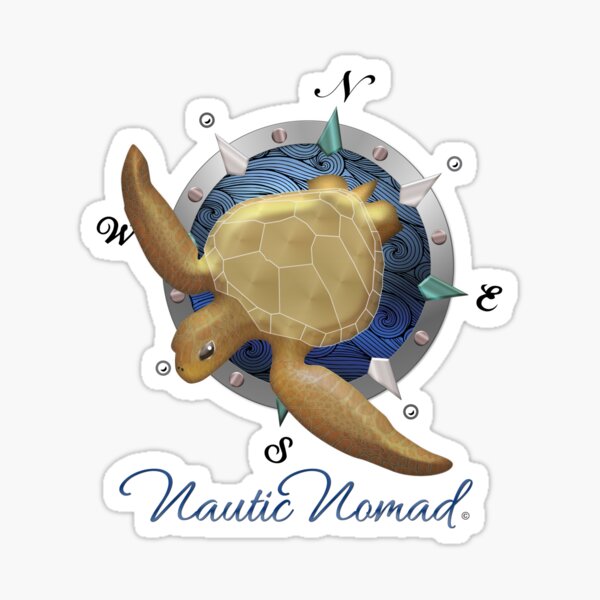"Nautic Nomad - Sea Turtle with Compass" Sticker for Sale by ...