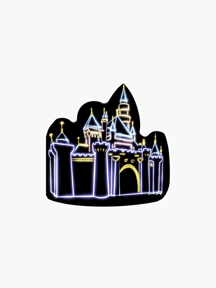 "Neon Disneyland-Inspired Castle" Sticker by srirachacurry | Redbubble