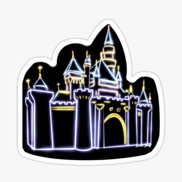"Neon Disneyland-Inspired Castle" Sticker by srirachacurry | Redbubble