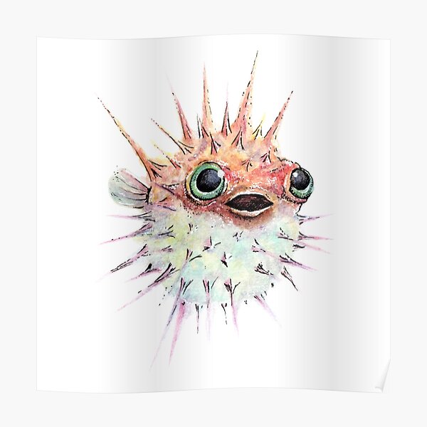 "Watercolor puffer fish" Poster by stephaniemassie | Redbubble