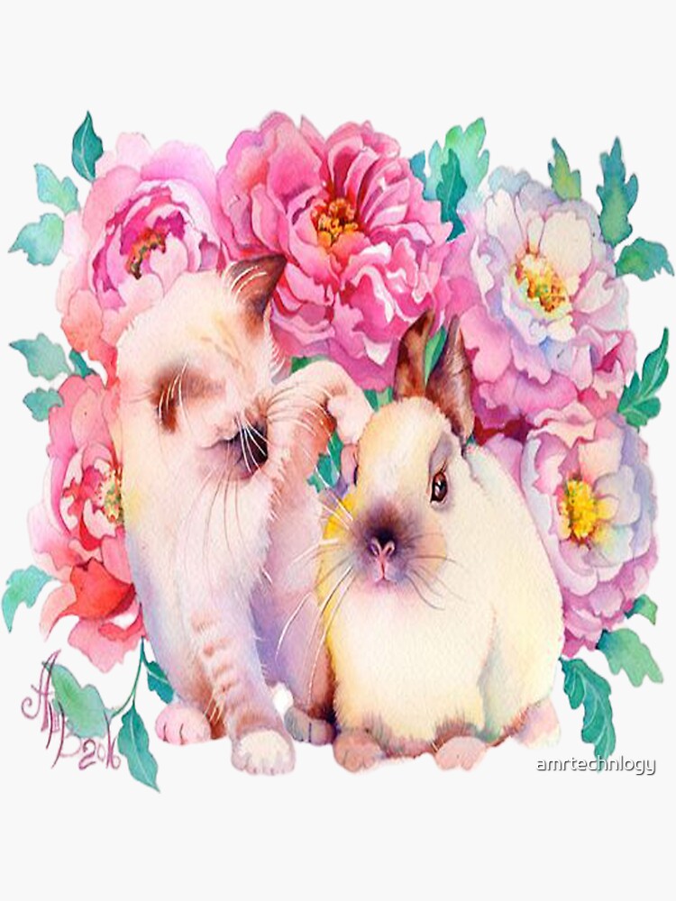 "The cat and the bunny" Sticker by amrtechnlogy | Redbubble