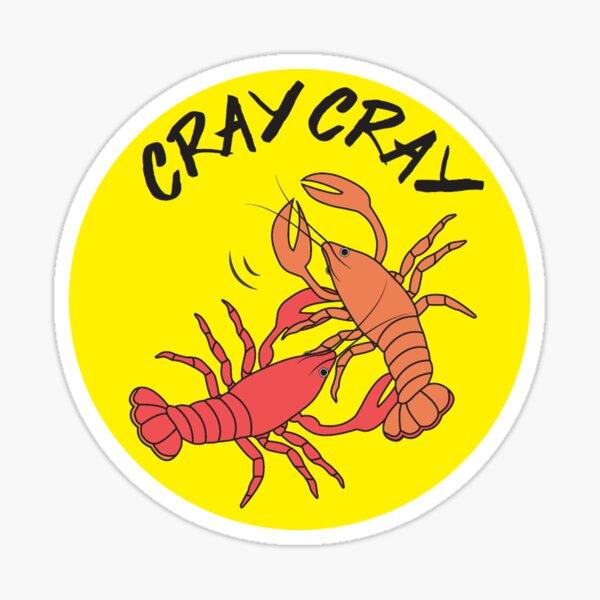 "Cray-Cray Crayfish Yellow Round" Sticker for Sale by babeybog | Redbubble