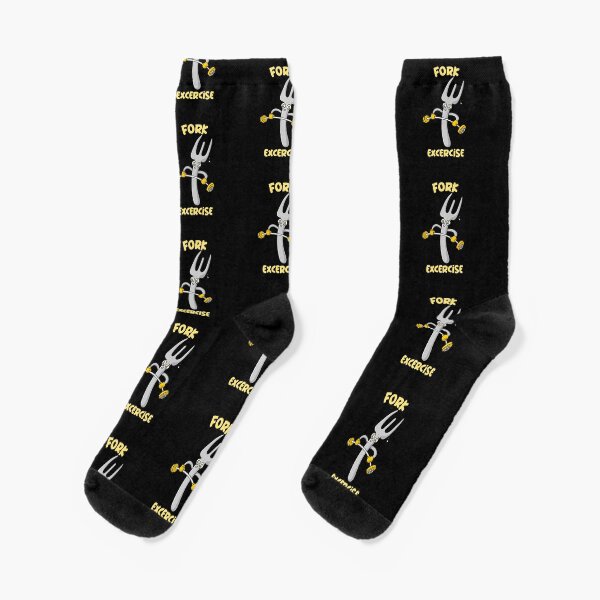 "Fork Exercise. Funny Weightlifting Gym Pun." Socks for Sale by ...