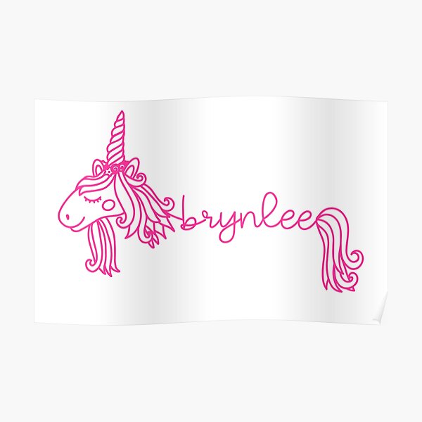 "Brynlee Pink Unicorn Personalized Girl Name" Poster for Sale by ...