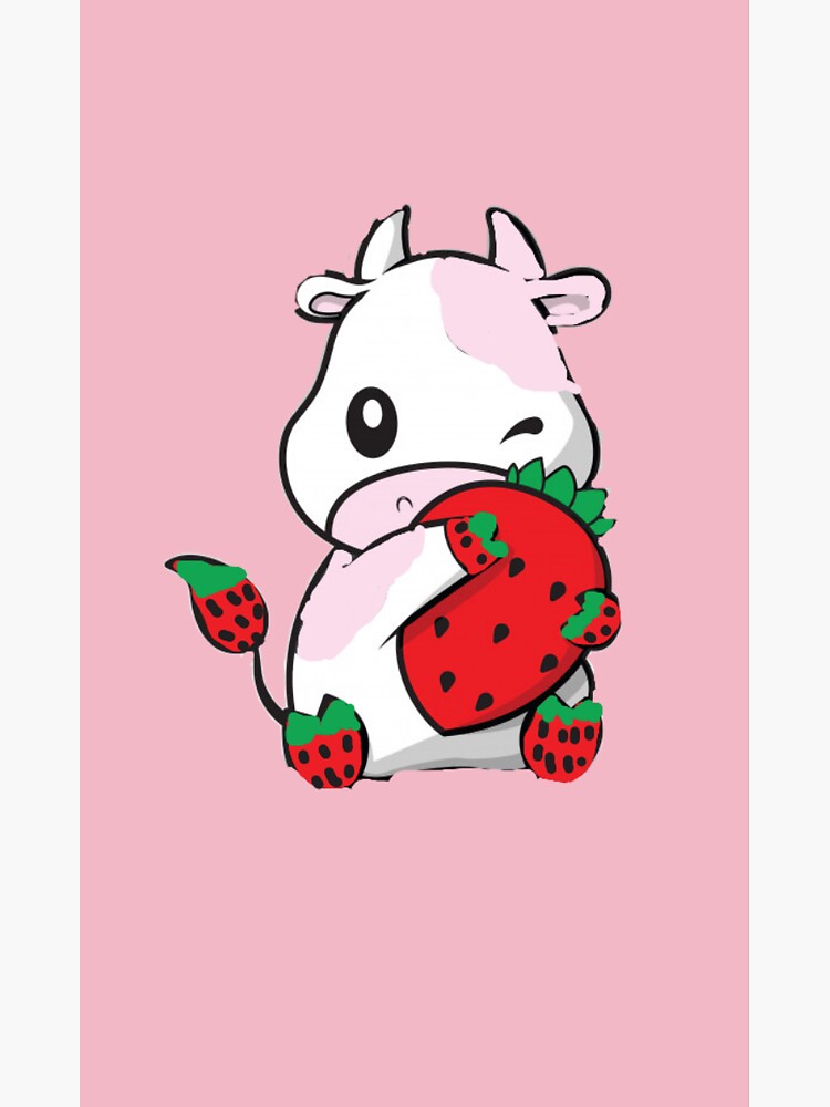 "strawberry cow sticker" Sticker by michaelsartshop | Redbubble