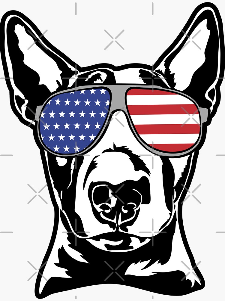 "English Bull Terrier American Flag sunglasses patriotic dog" Sticker ...