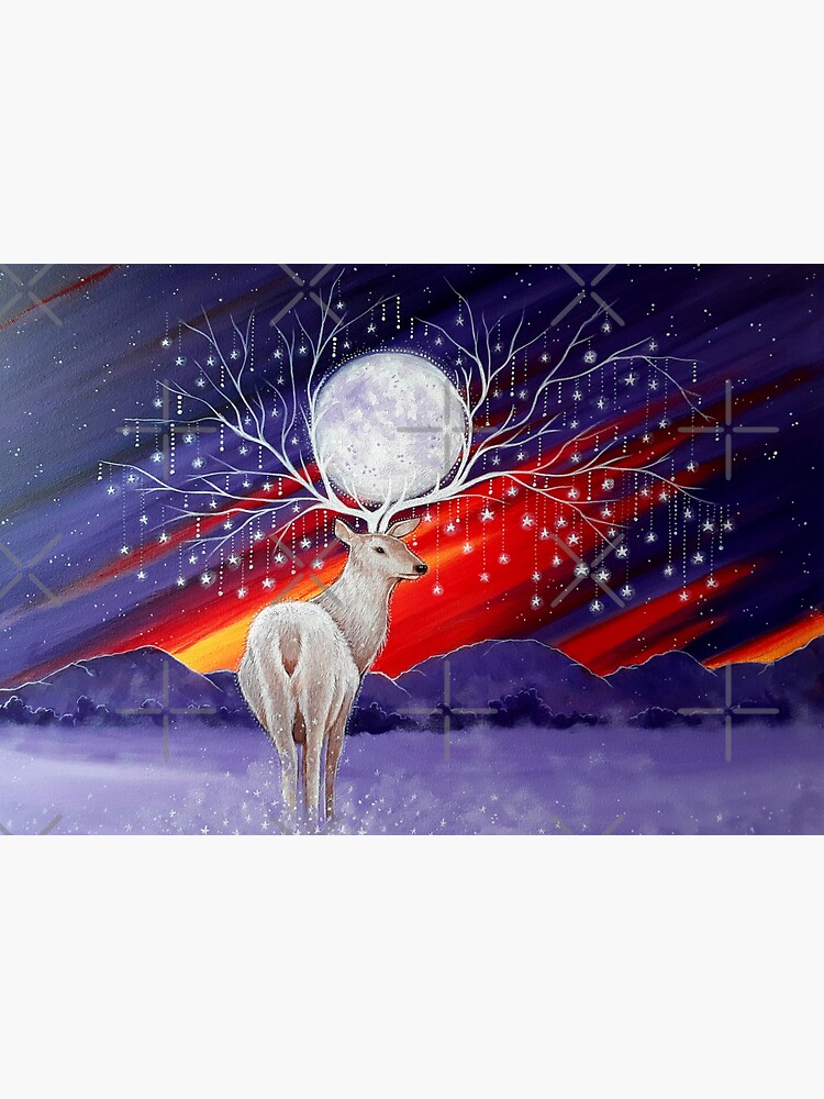 "Mystical Stag, Moon and Stars, Stag Art" Sticker for Sale by ...