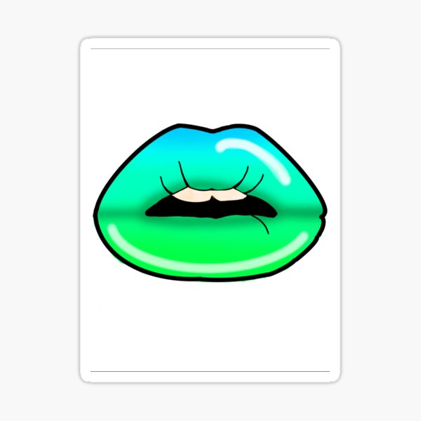 "Neon Blue and Green Lips" Sticker for Sale by ChocChipDragon | Redbubble