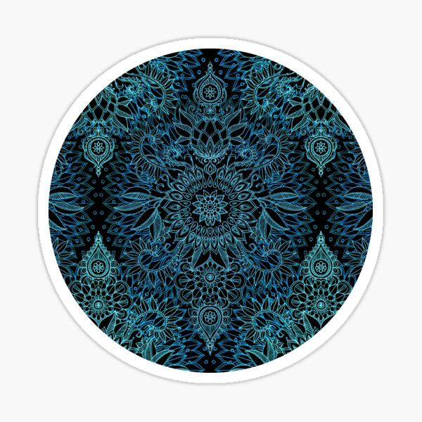 "Black, Teal & Aqua Protea Doodle Pattern" Sticker by micklyn | Redbubble