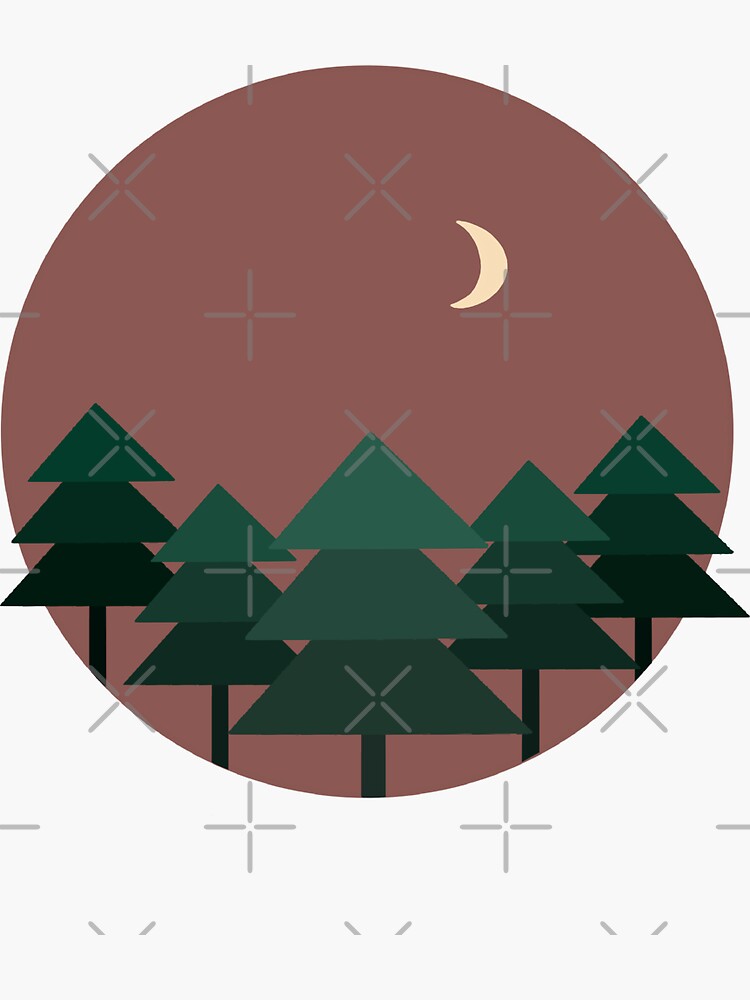 "Trees and Moon simple illustration" Sticker for Sale by littleartist18 ...